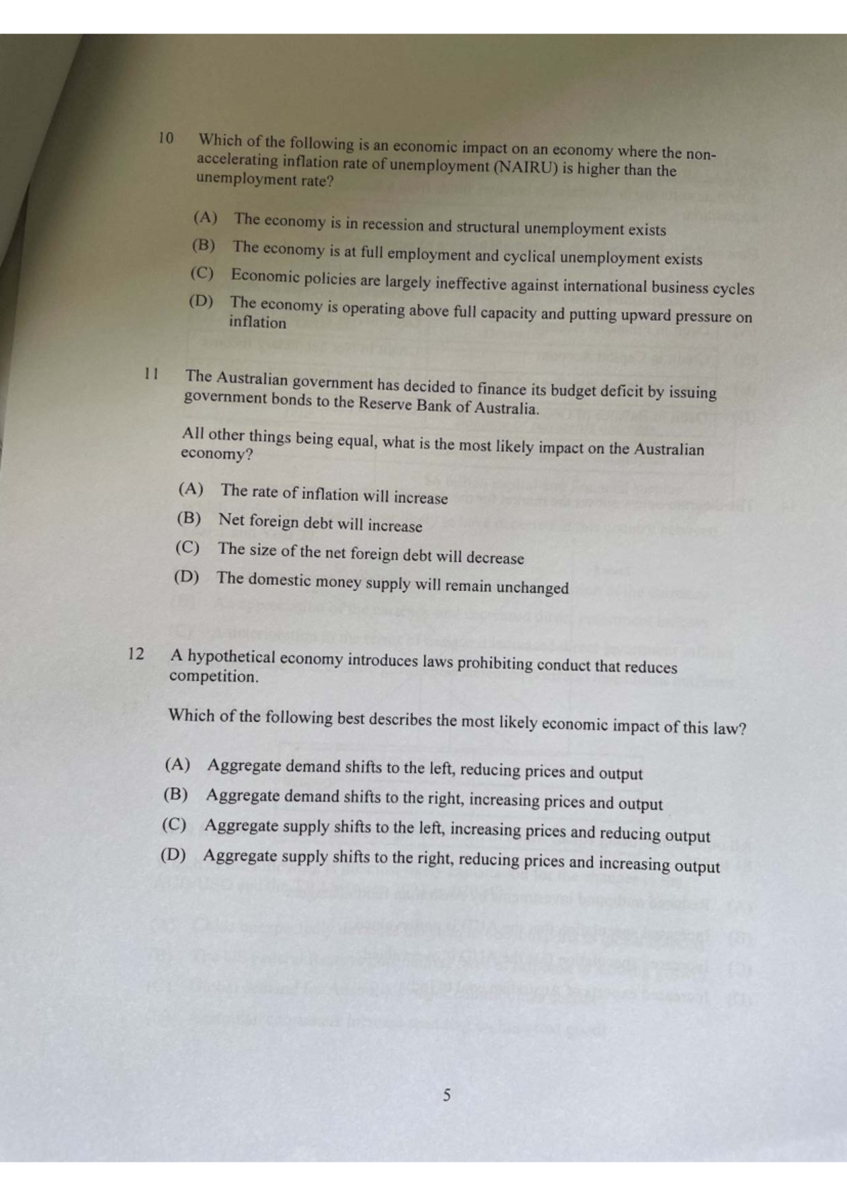 Eco - Multiple Choice Questions on Economic Impacts and Policies - Studocu