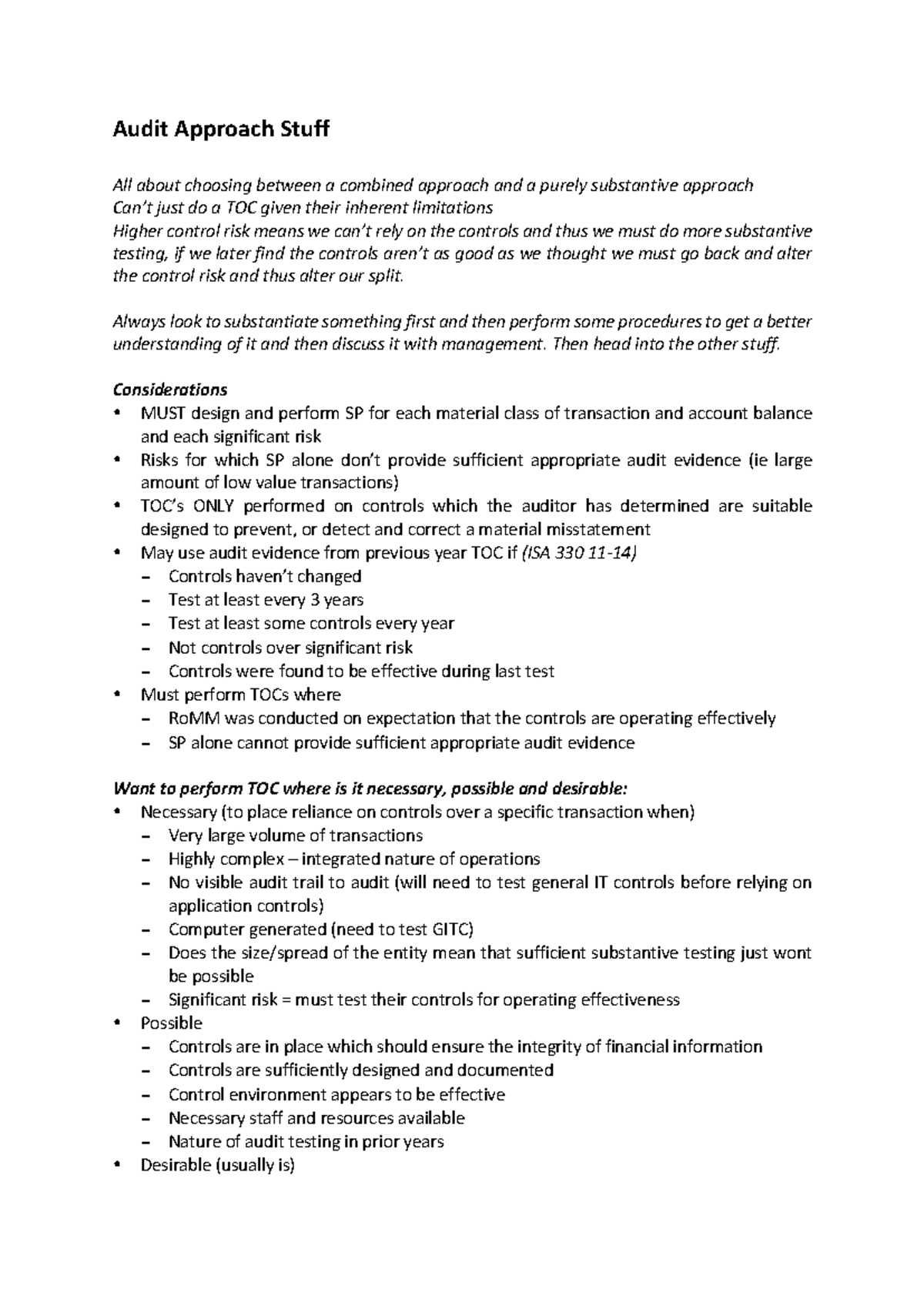 CG Knowledge - RoMM Risk at assertion level Test of controls Audit ...