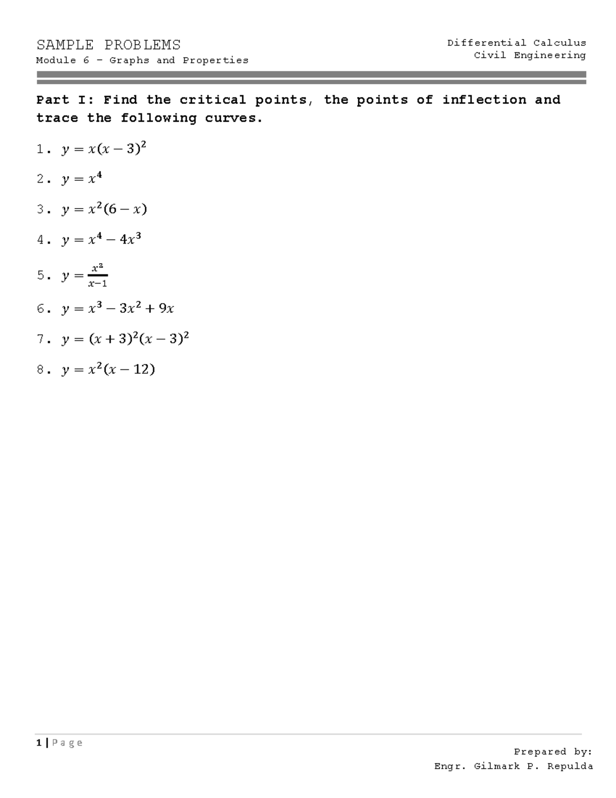 Module 6 - Sample Problems - Prepared by: Engr. Gilmark P. Repulda ...
