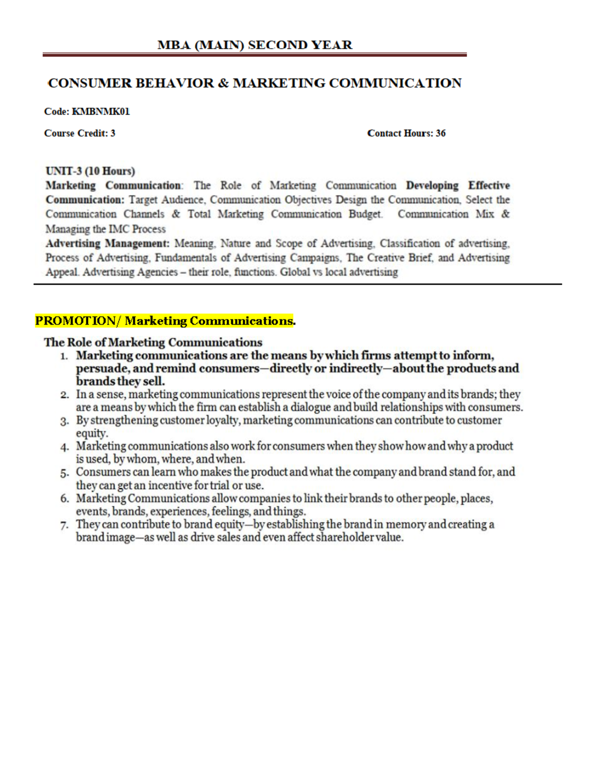 CB& MC-UNIT 3 - Marketing Communications and Promotion Notes - Studocu