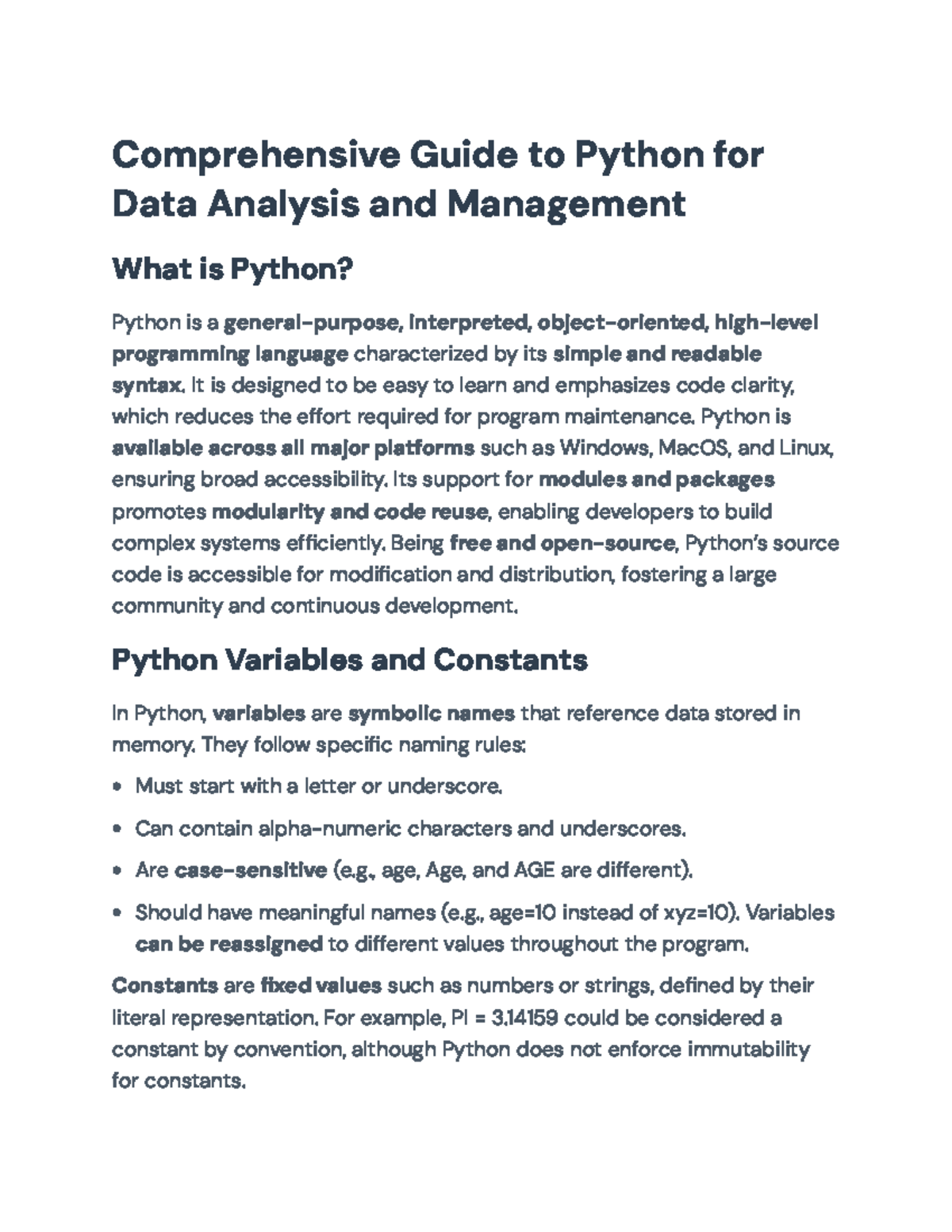 Comprehensive Python Guide for Data Analysis (CS101) - Studocu