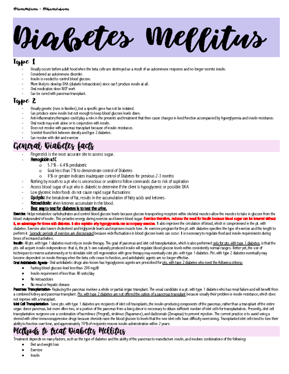 Diabetes Mellitus Overview & Treatment Notes (Course Code: DM101) - Studocu