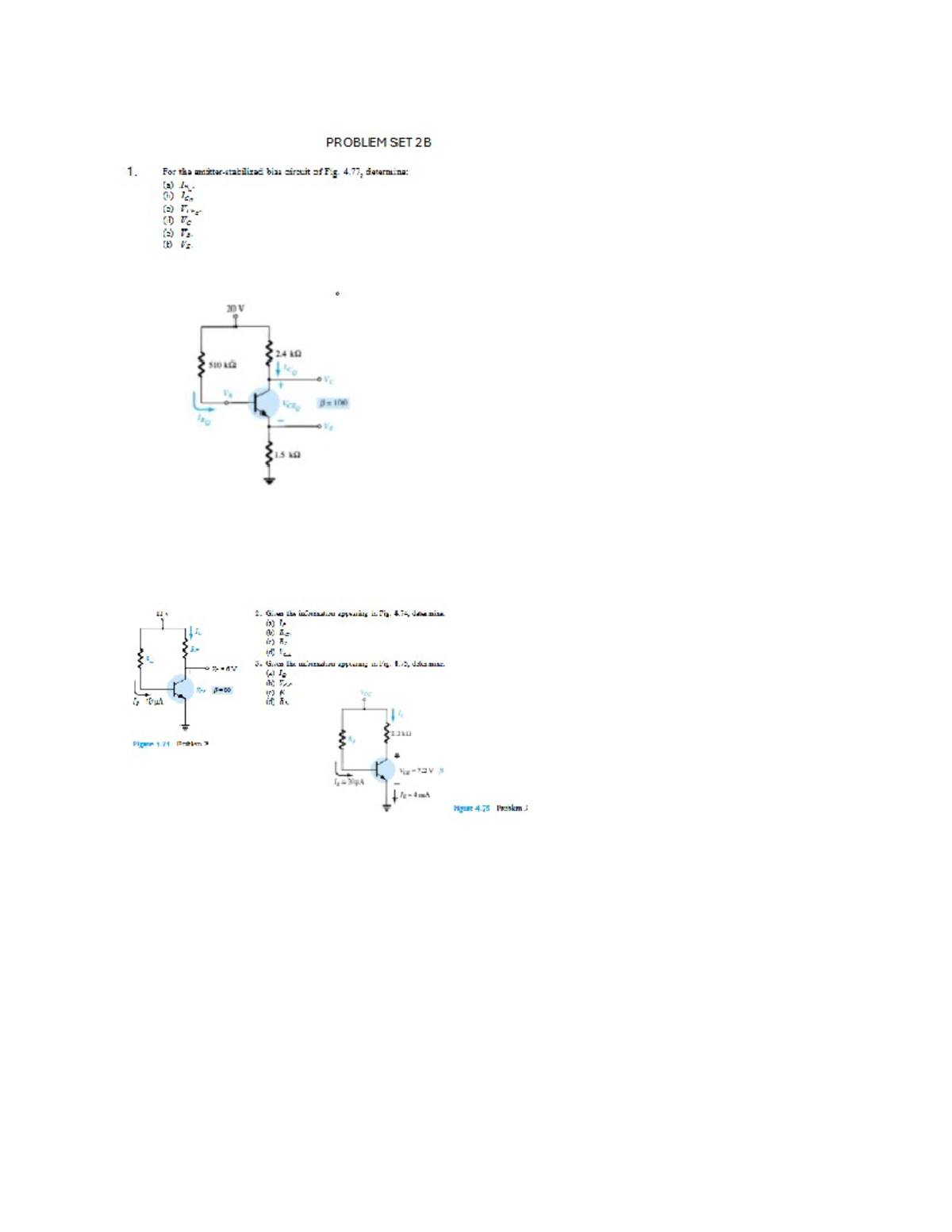 Doc2 - Fixed-Bias emitter - Basic Electronics - PROBLEM SET 2B 1. For ...