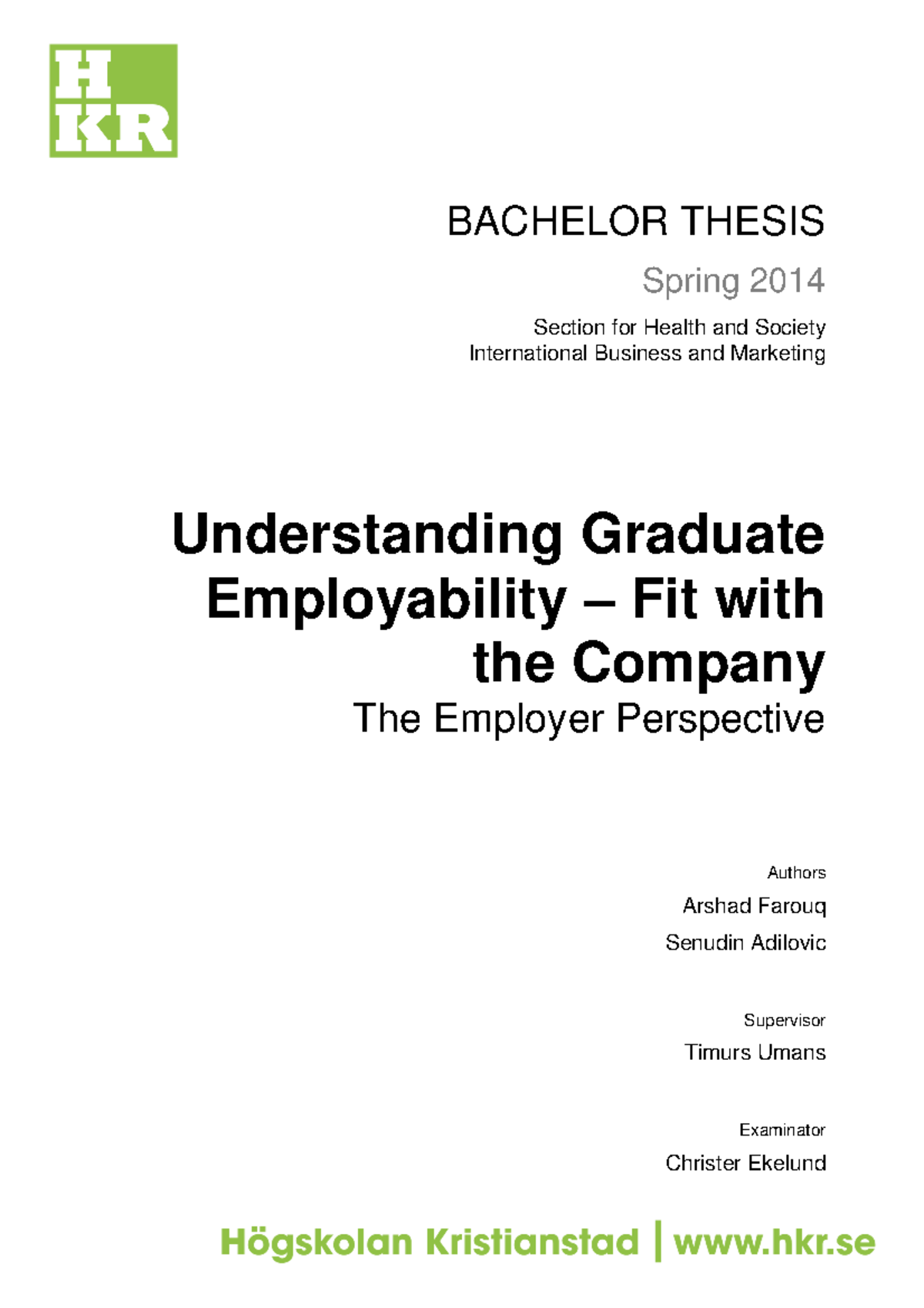 Understanding Graduate Employability: An Employer Perspective (BACHELOR ...