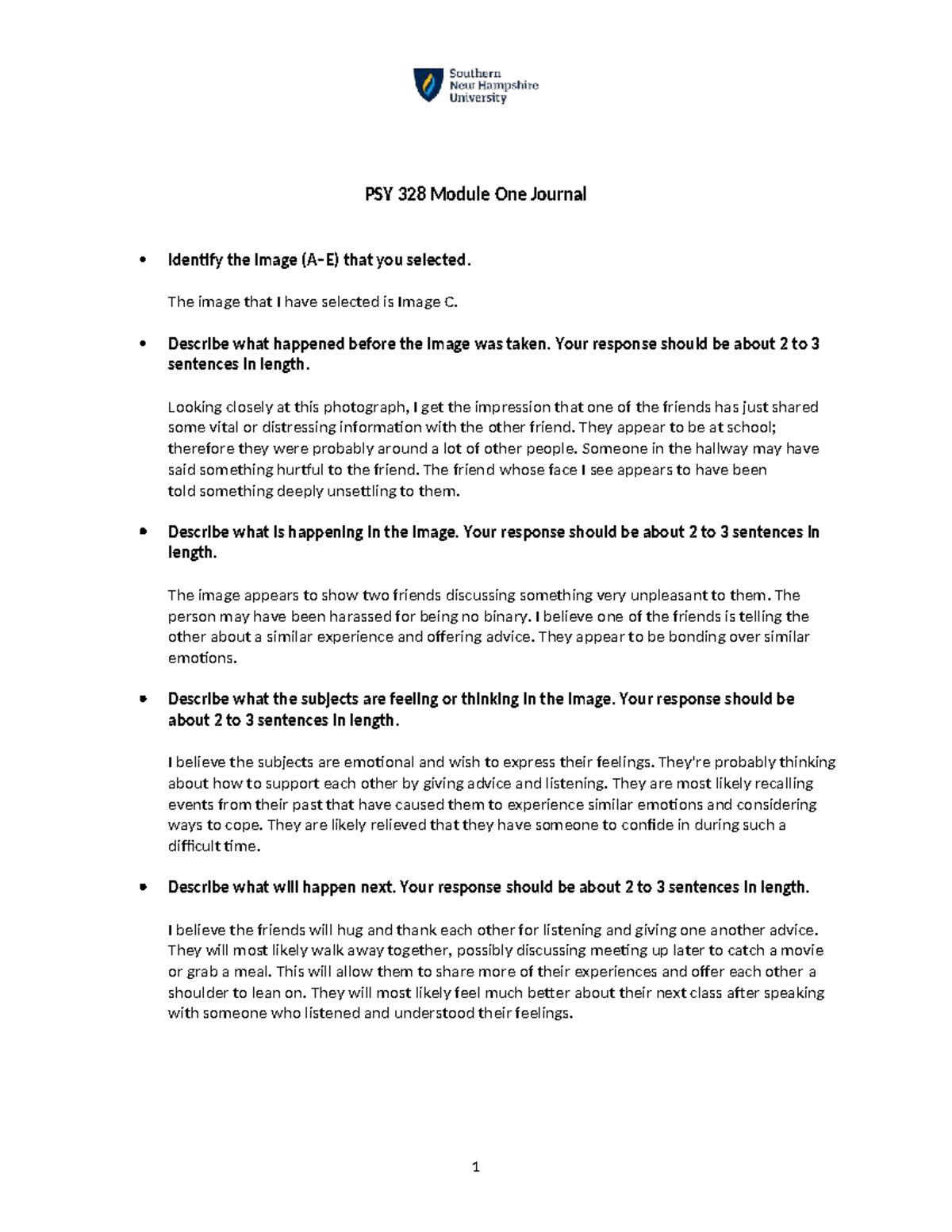 PSY 328 Module One Journal - PSY 328 Module One Journal Identify the ...