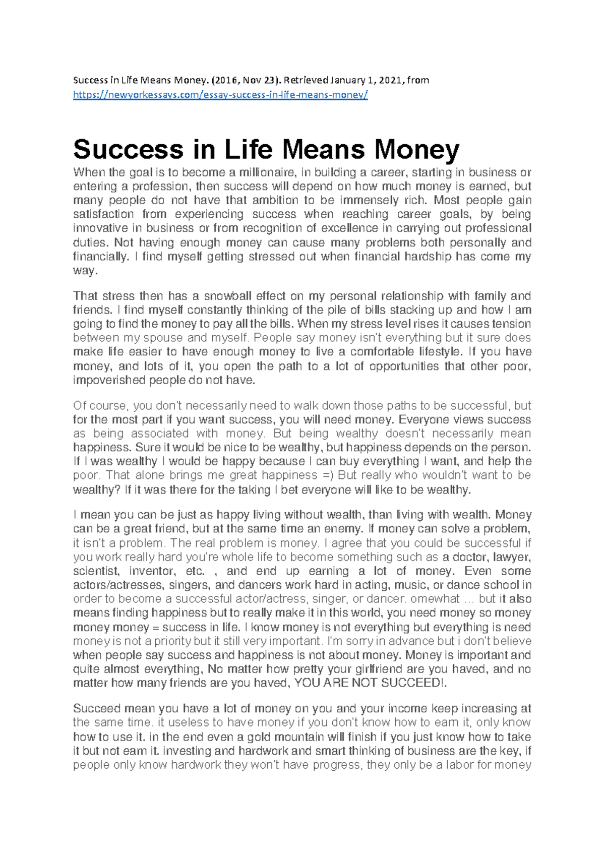 Success in Life Means Money. MONEY ISIMPORTANT. - Success in Life Means ...
