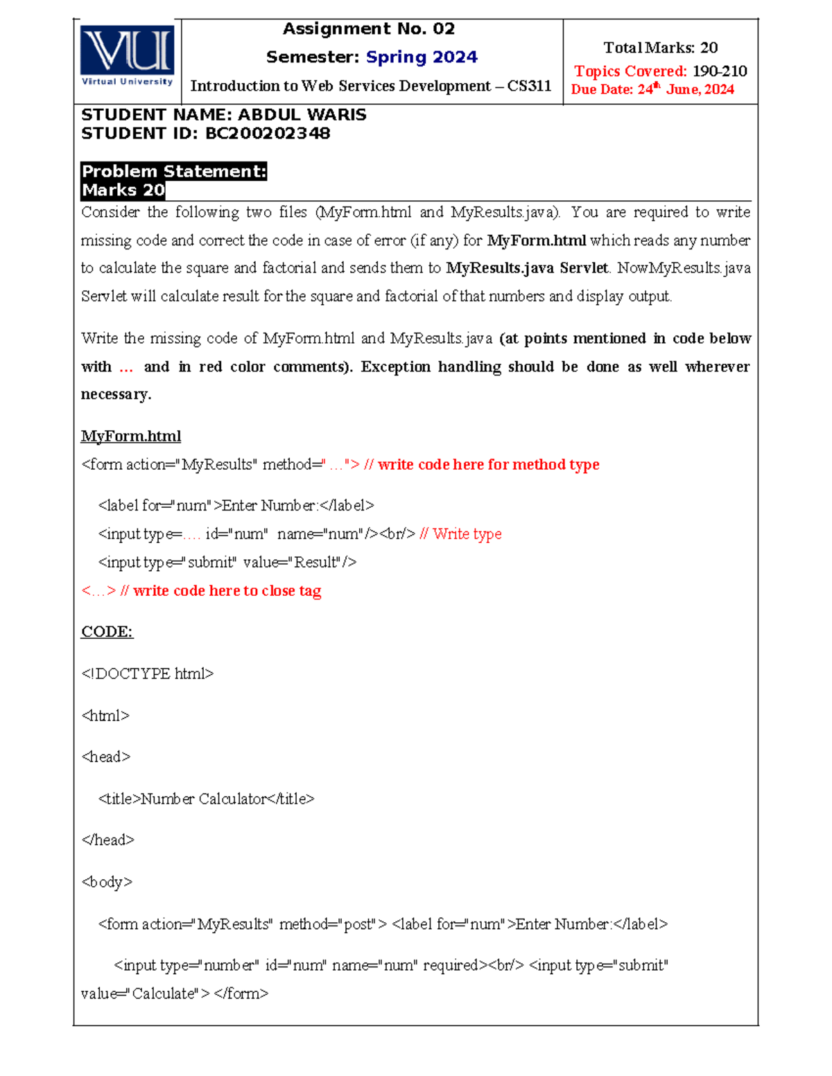 Spring 2024 CS311 Assignment 02 - Web Services Development Solutions - Studocu