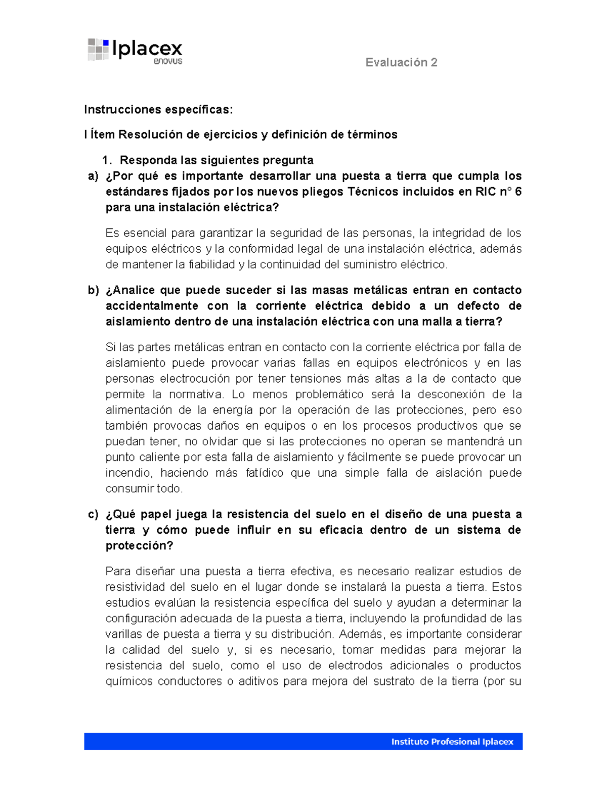 Evaluación 2 SPT: Cálculo y Diseño de Sistemas de Puesta a Tierra - Studocu