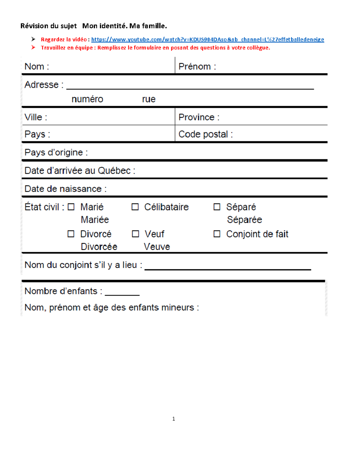 Cahier 15 AD: Révision - Mon Identité et Ma Routine Quotidienne - Studocu