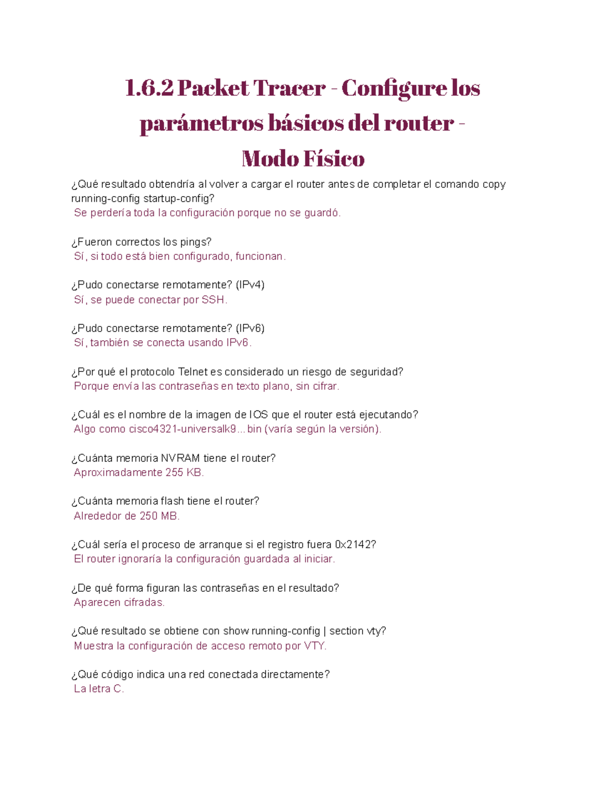 1.6.2 Packet Tracer - Configuración Básica del Router y Conexiones ...