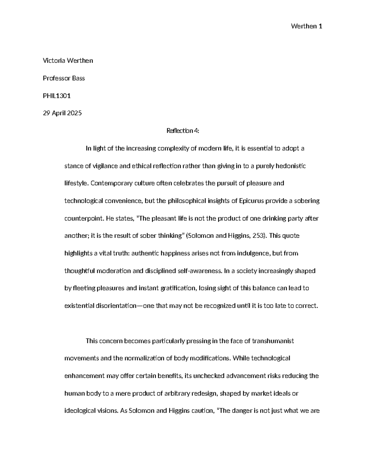 PHIL1301 Reflection 4: Ethical Vigilance in Modern Life - Studocu