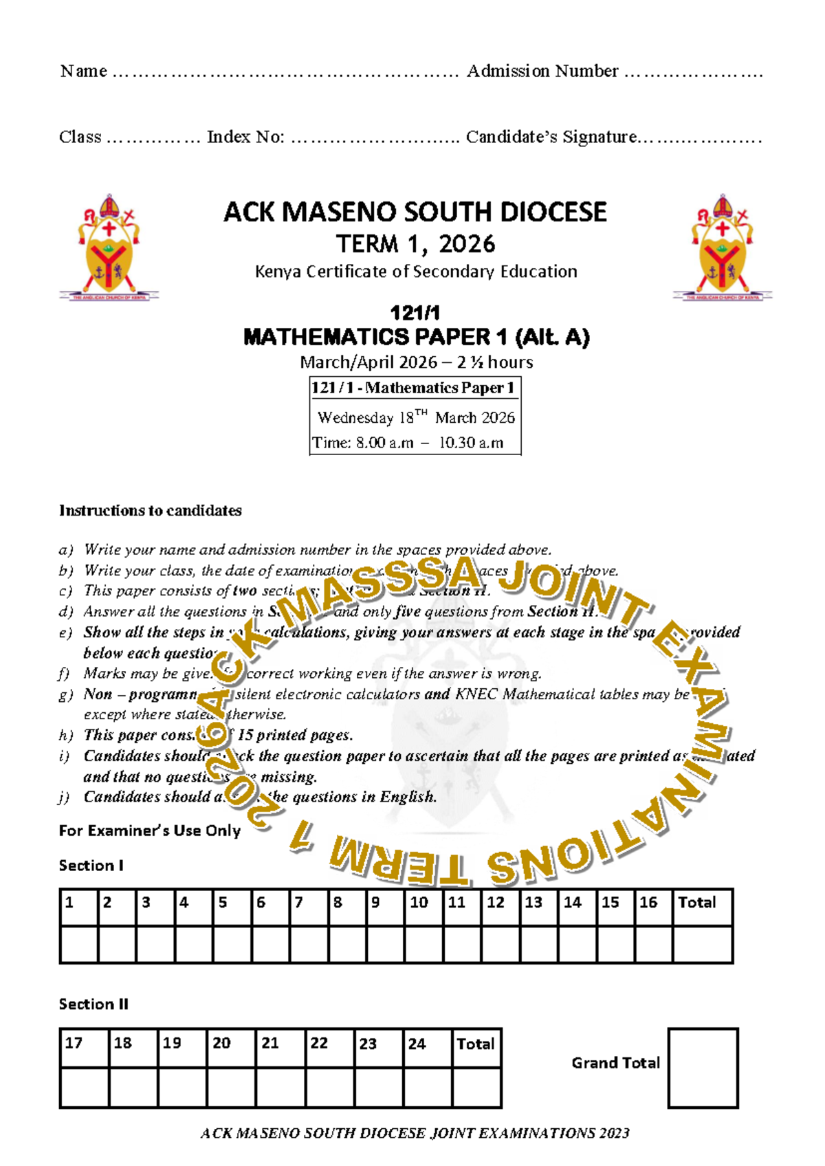 Mathematics Paper 1 Revision Notes - ACK MASENO SOUTH DIOCESE 2026 ...