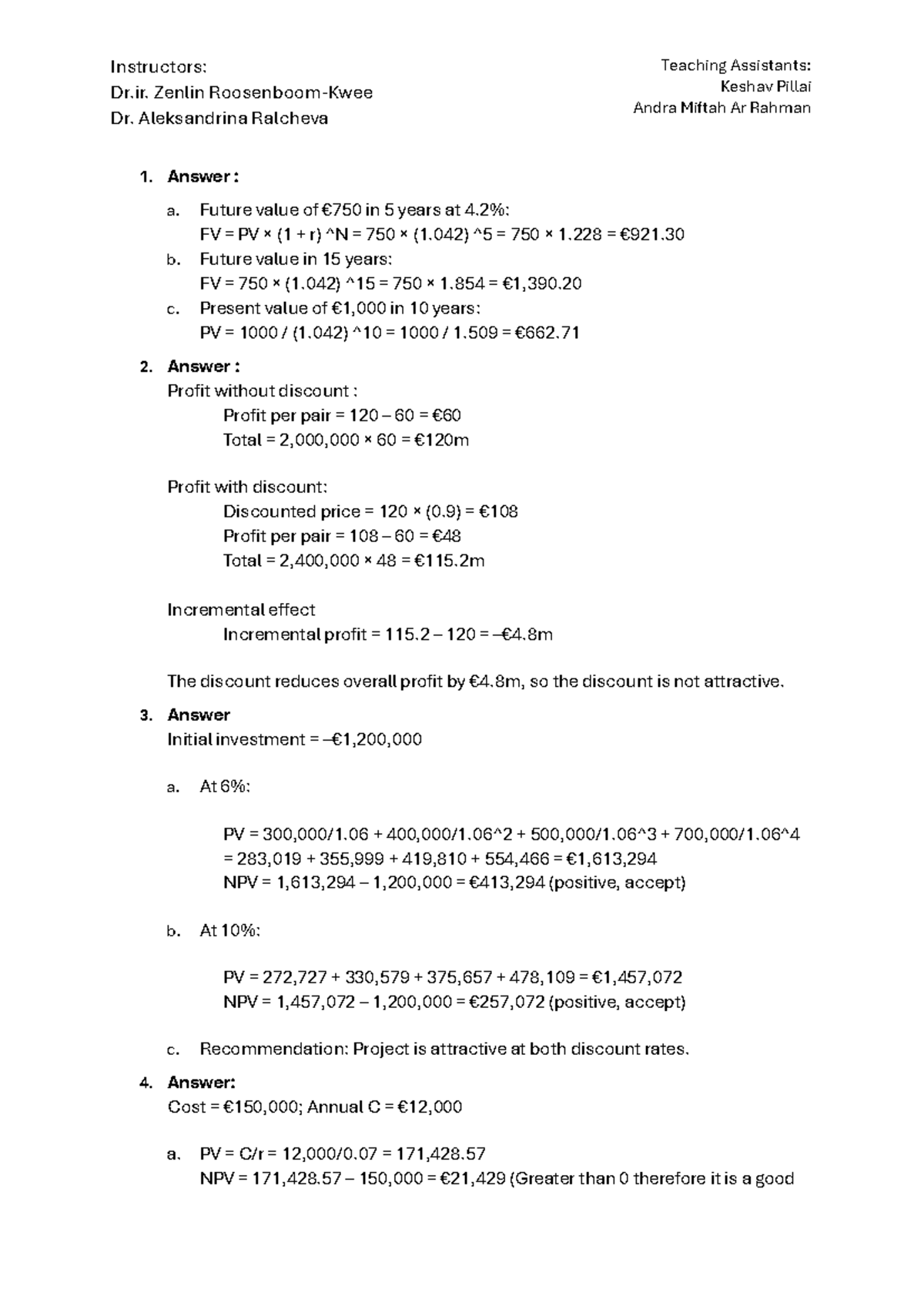 Study Group Session 2 - Answers for Finance Concepts (FIN 101 ...