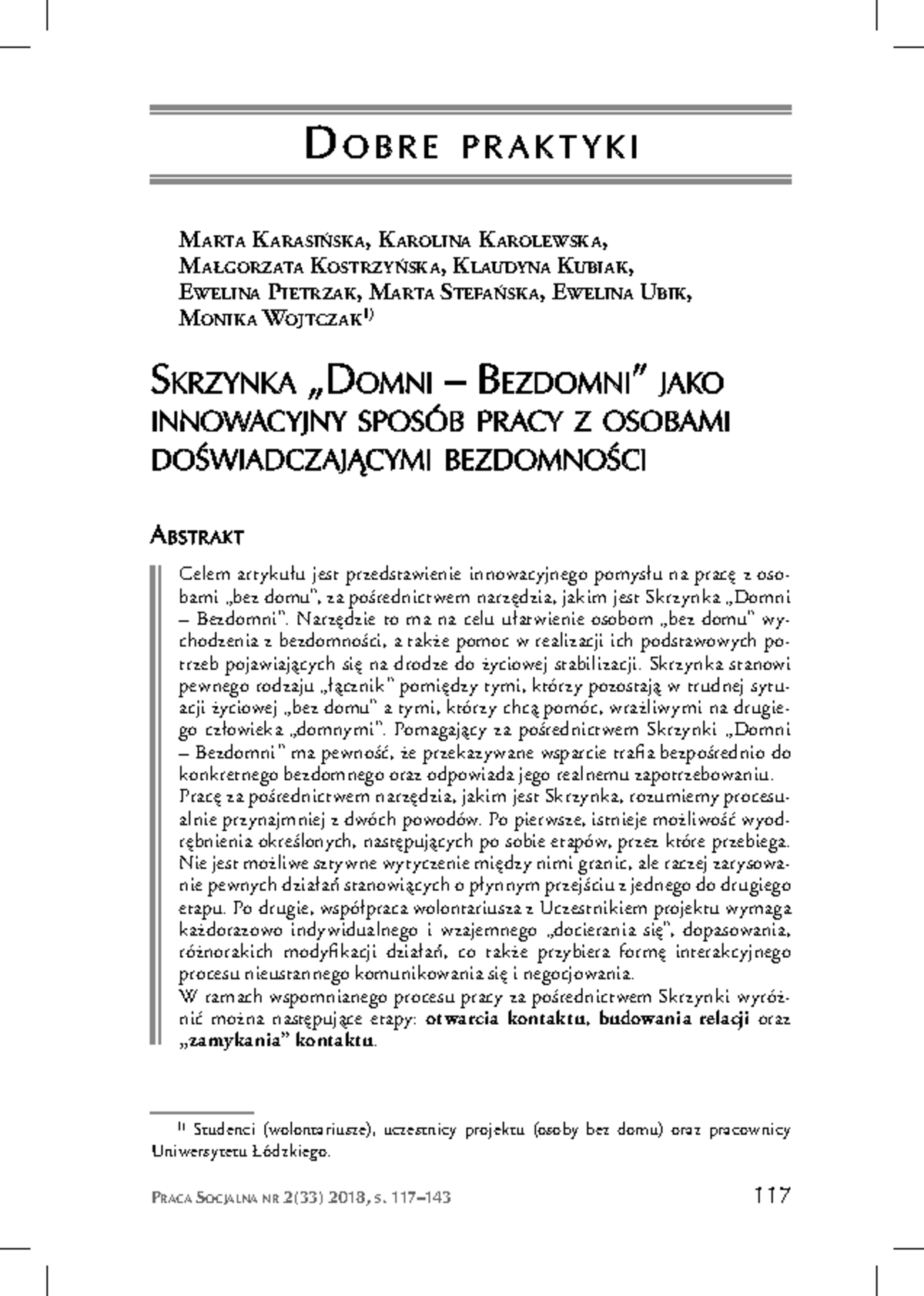 PS2 2018: Skrzynka jako Innowacyjne Narzędzie w Pracy z Bezdomnymi ...