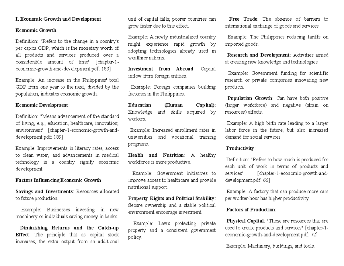 Economic Growth & Development: Key Concepts and Influences (ECO 101) - Studocu
