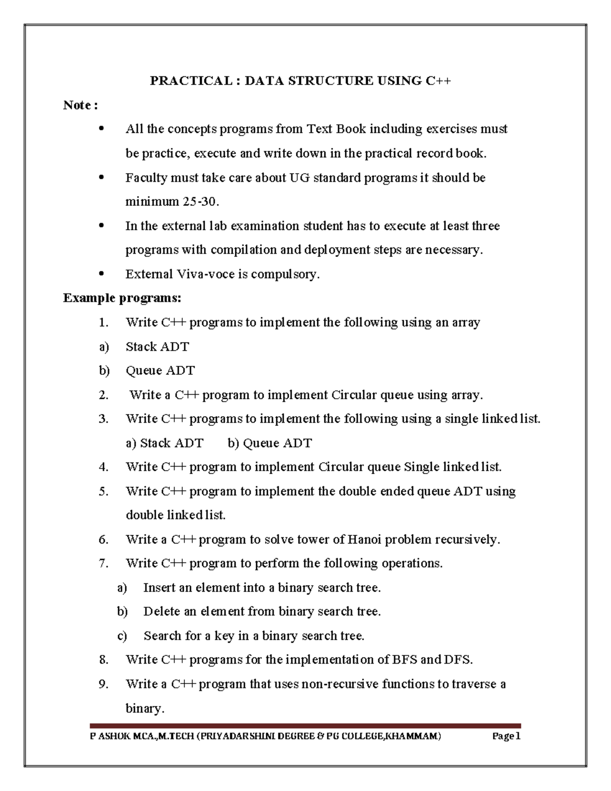 Data Structures with C++ Practical Programs (MCA) - Studocu
