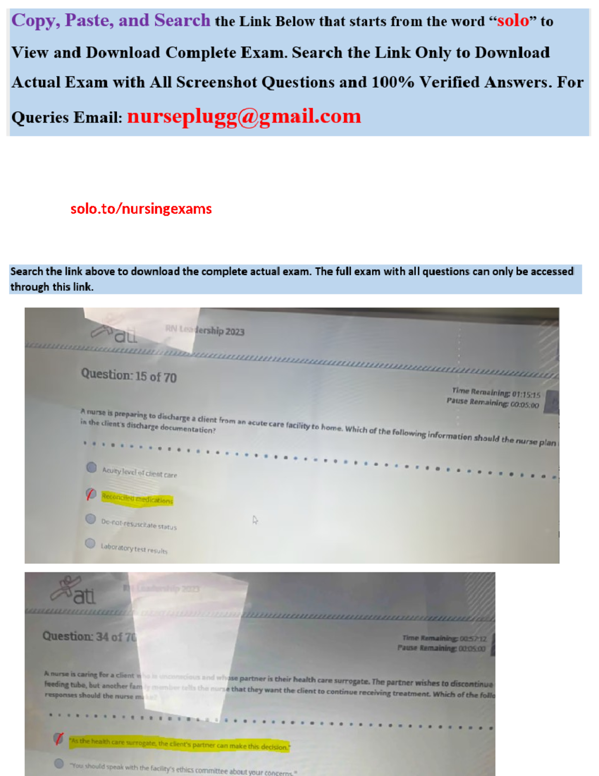 Pass ATI RN Leadership 2023-2026 Proctored Exam NGN 70 Q&A - Studocu