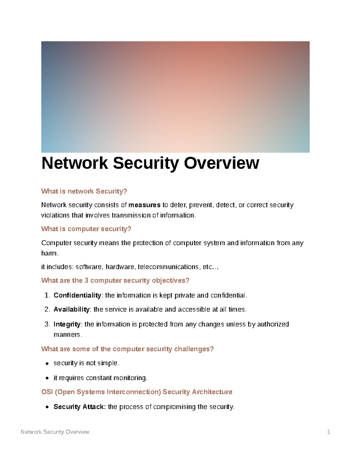 Network Security Overview: Key Concepts & Challenges Explained - Studocu