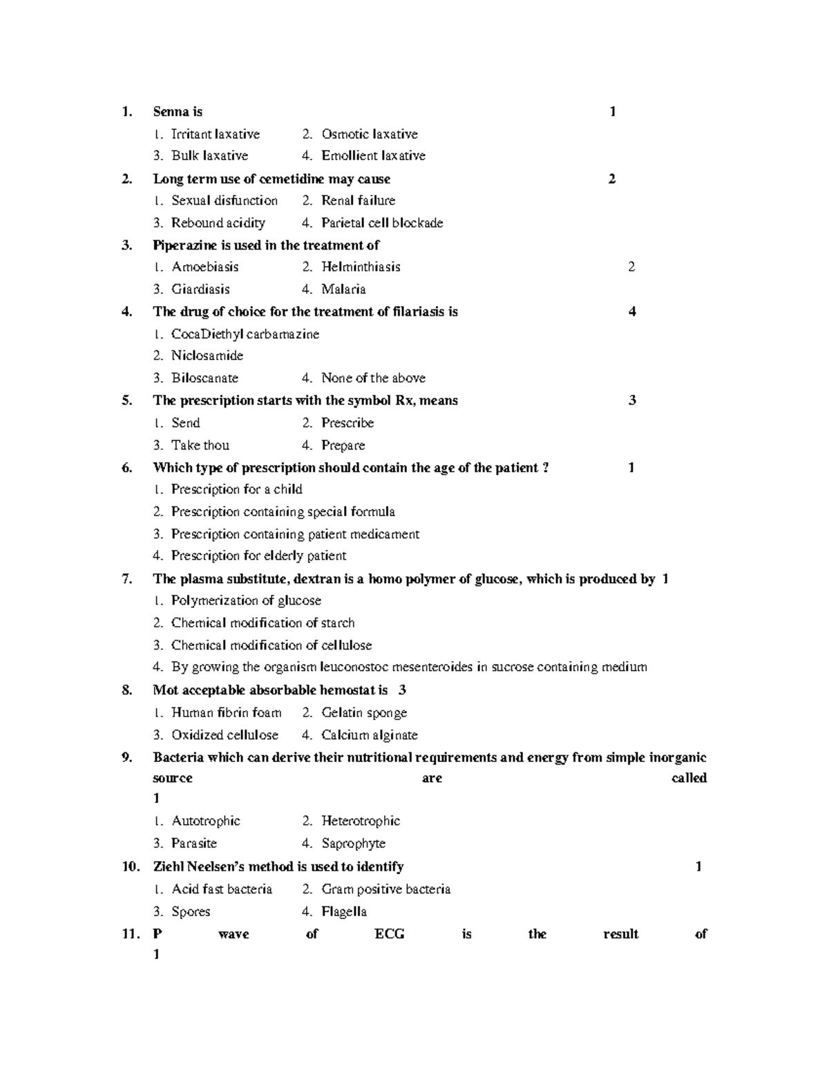 Drug Inspector Exam Paper: Solved Questions and Answers - Studocu