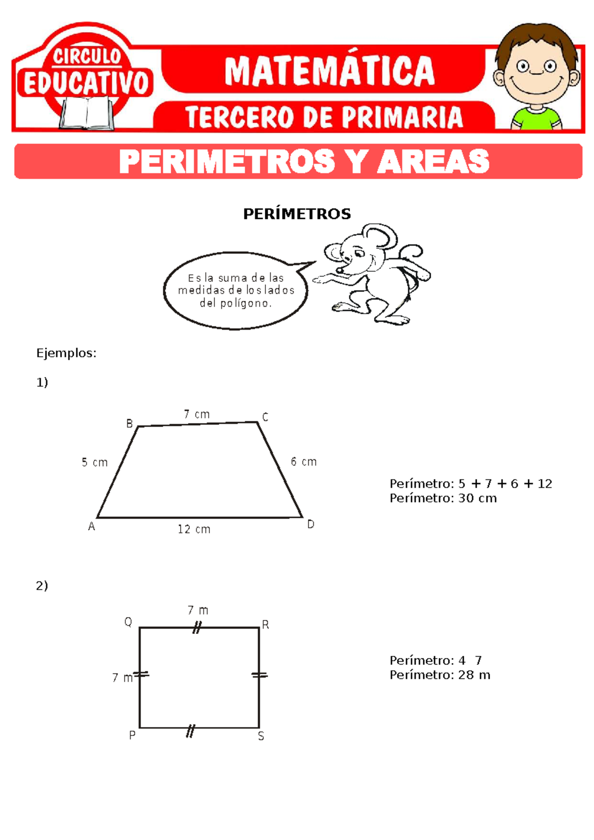Perímetros y Áreas para Tercero de Primaria - CIRCULO EDUCATIVO - Studocu