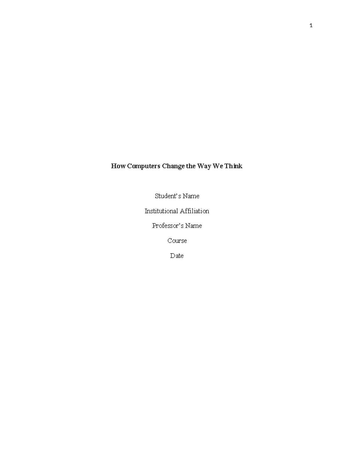 The Impact of Computers on Our Thinking: A Study on Social Media - Studocu