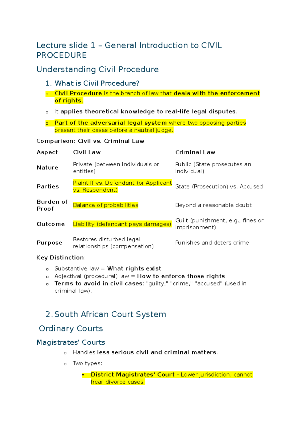 CIVIL PROCEDURE 101: Intro to Civil Law & Court Systems (Lecture 1-2 ...
