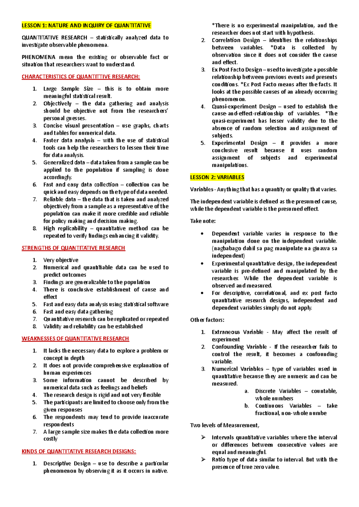 PR 2 Reviewer: Nature and Inquiry of Quantitative Research - Studocu