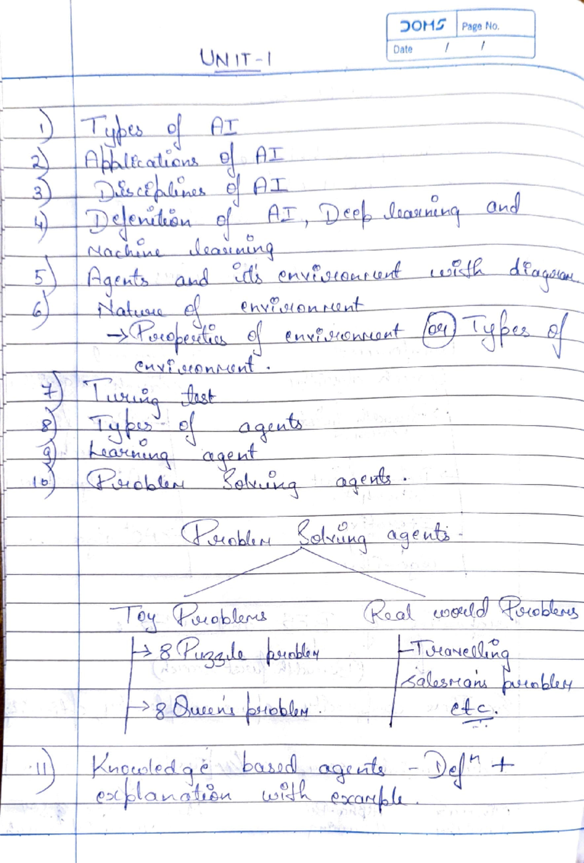 AI Notes: Units 1 & 2 - Types, Applications, and Search Algorithms ...
