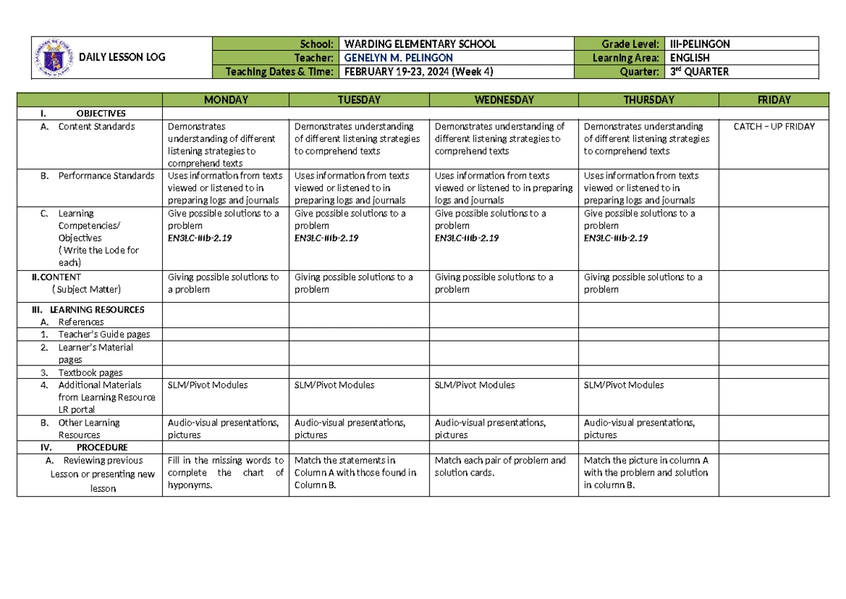 English 10 Q1 Module 2 - English Quarter 1 – Module 2 (Lessons 5-8) 10 ####### English – Grade ...
