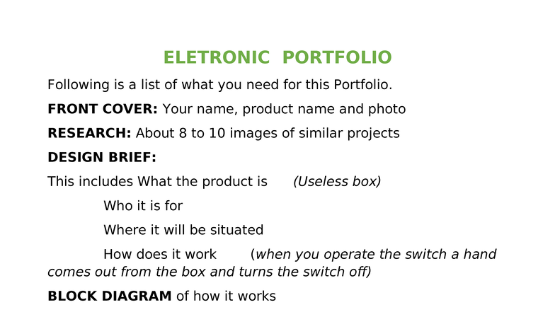 ELEC 101: Electronic Portfolio Guidelines and Requirements - Studocu
