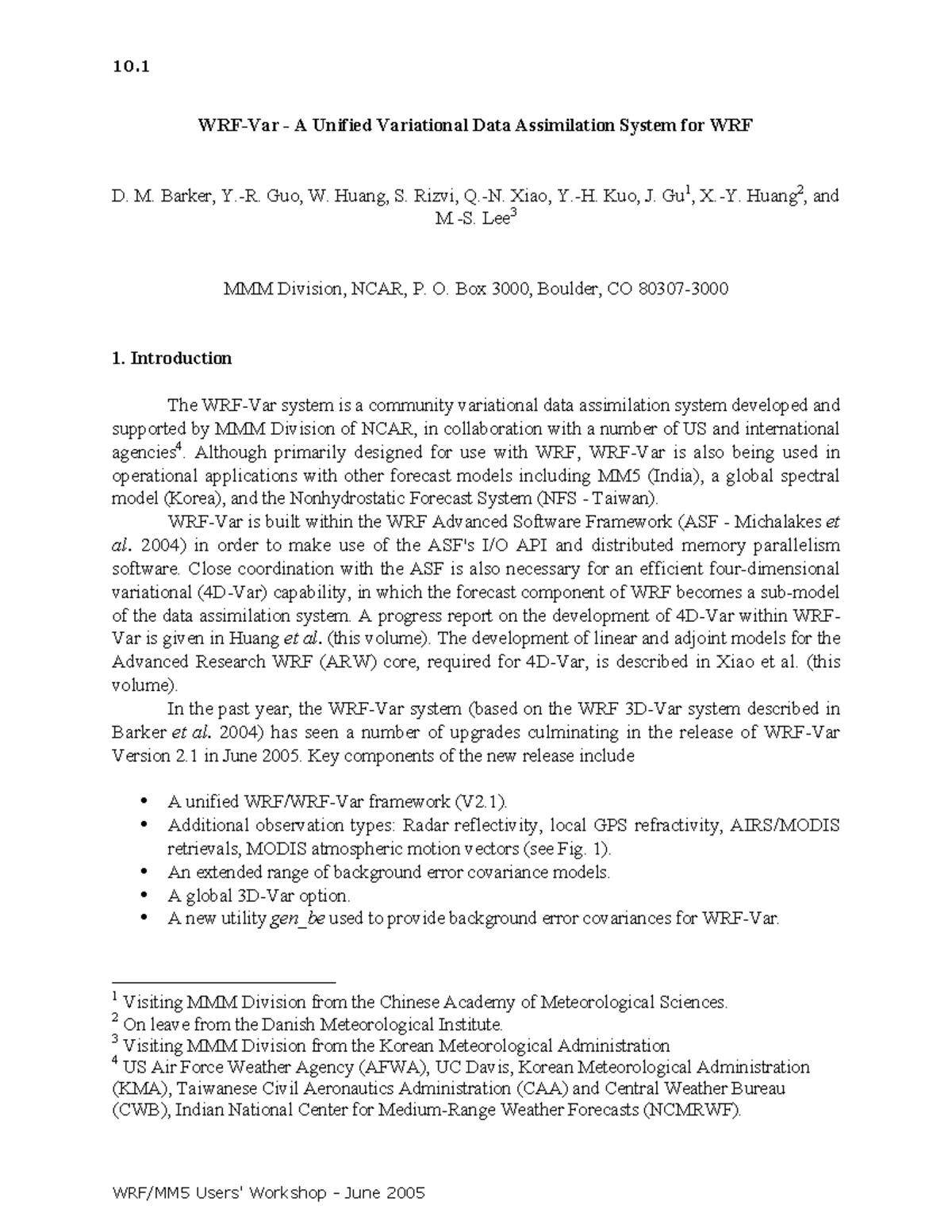 Unified Variational Data Assimilation System for WRF (10.1) - Studocu
