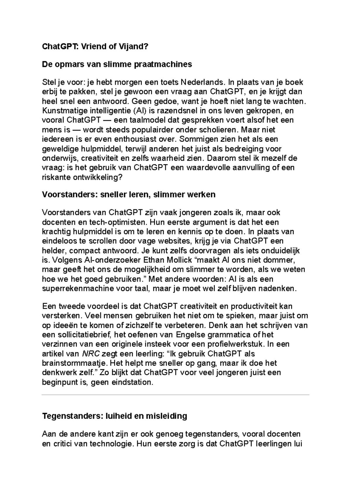 Gebruik van ChatGPT: Voor- en Nadelen voor de Toets Nederlands ...