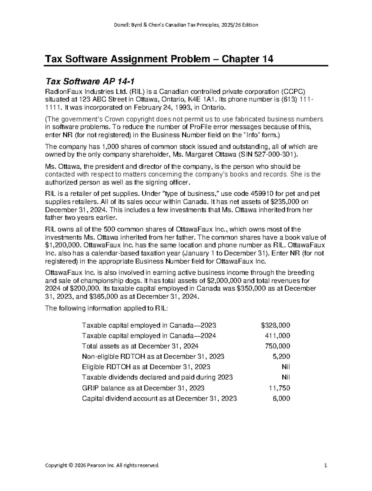 Tax Software Assignment TSAP 14-1: Radion Faux Problem Analysis - Studocu
