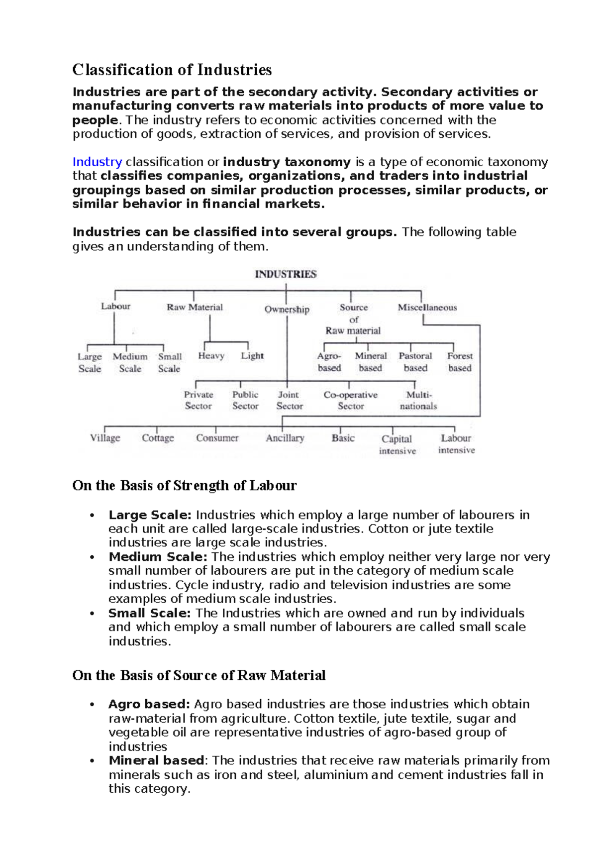 Classification of Industries: Types and Characteristics - Studocu