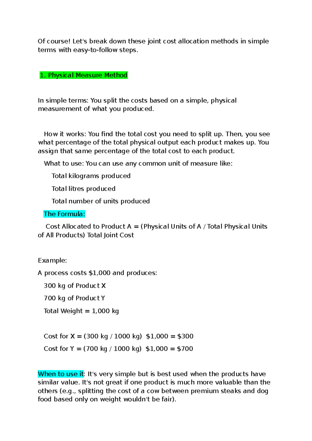 Cost Accounting Methods of Joint Cost Allocation Explained - Studocu