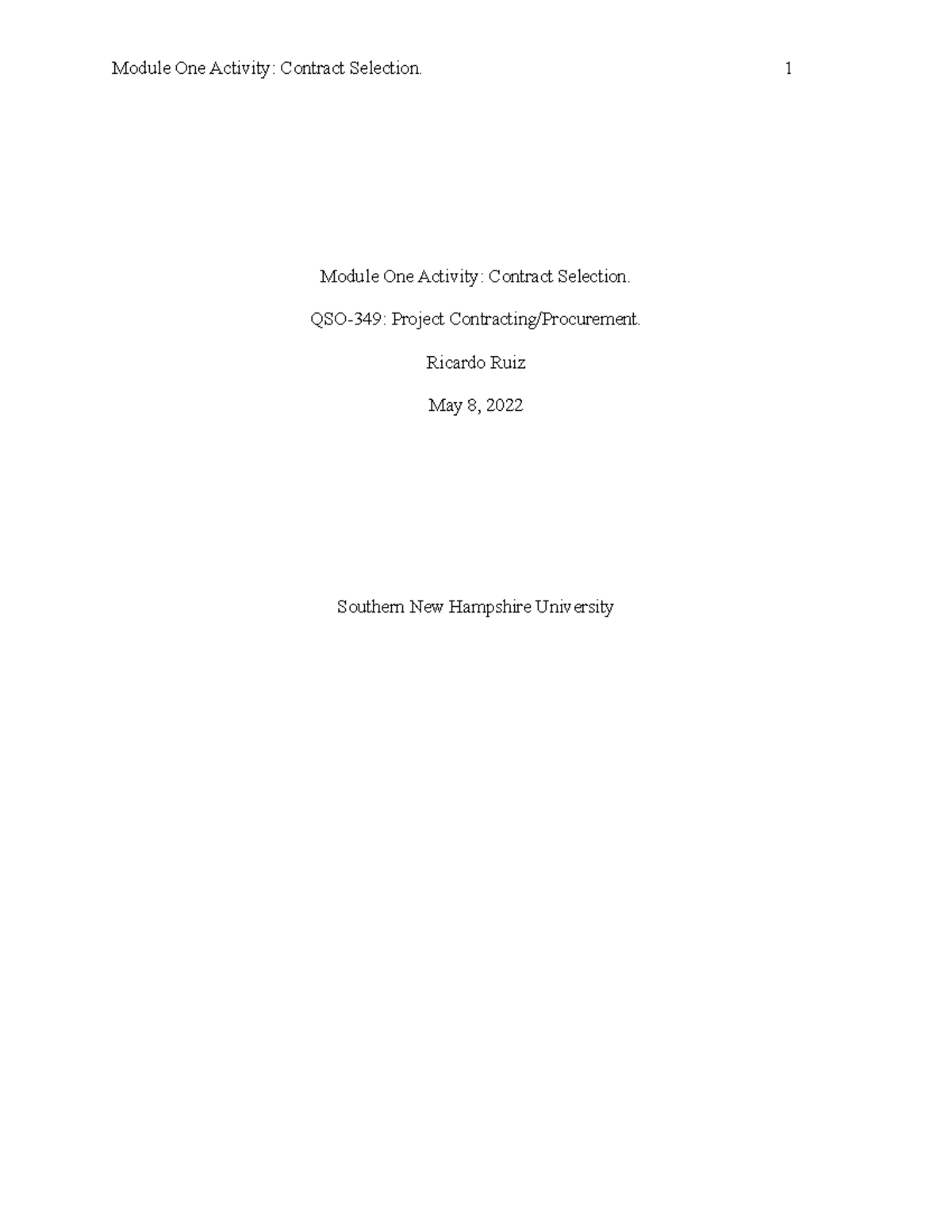 QSO-349: Module One Activity on Contract Types Explained - Studocu