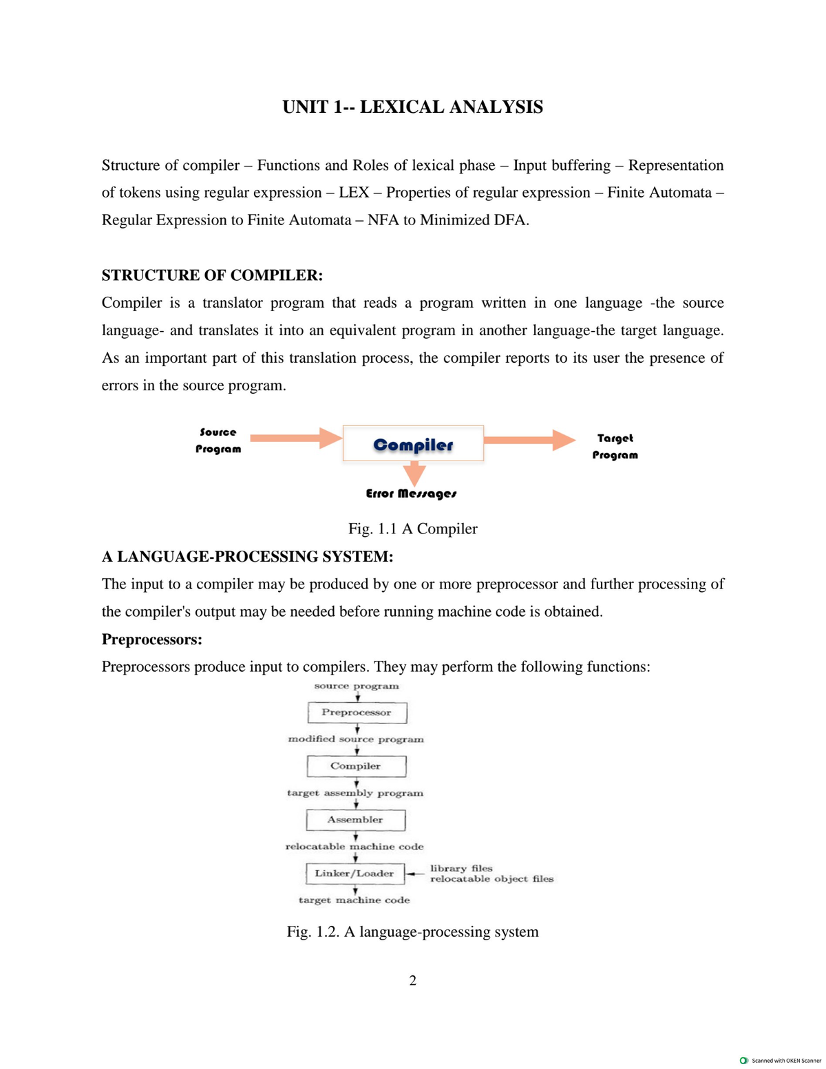 Compiler Design: Lexical Analysis & Parsing Concepts (CS 101) - Studocu