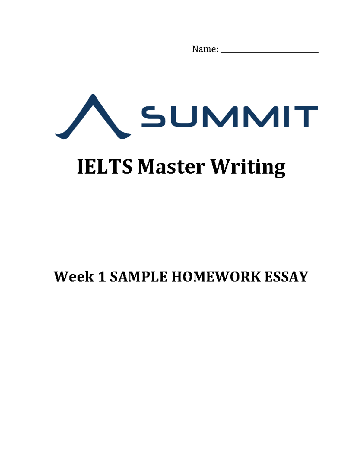 [ Ielts Master Writing] Week 1 Sample Homework Essay - Tiếng anh - Name