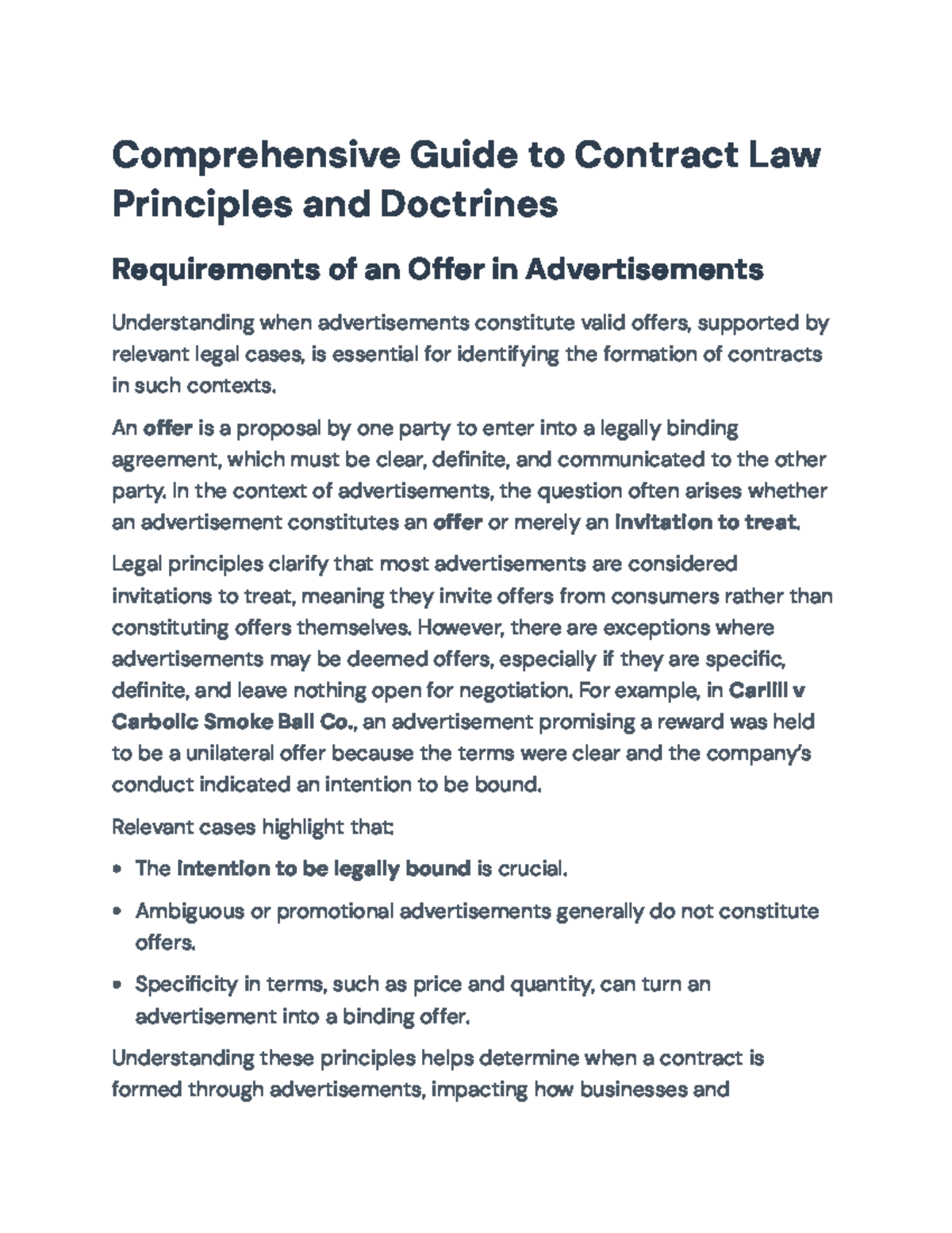 Comprehensive Guide to Contract Law: Principles & Doctrines Overview ...