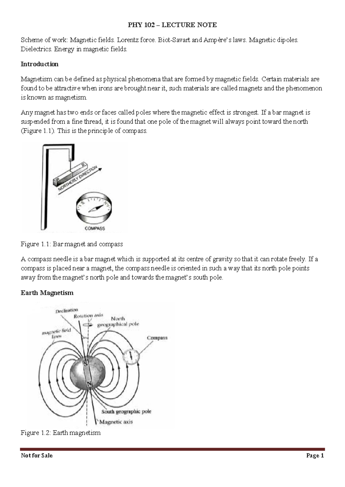 PHY 102 LECTURE NOTE: Understanding Magnetism and Magnetic Fields - Studocu