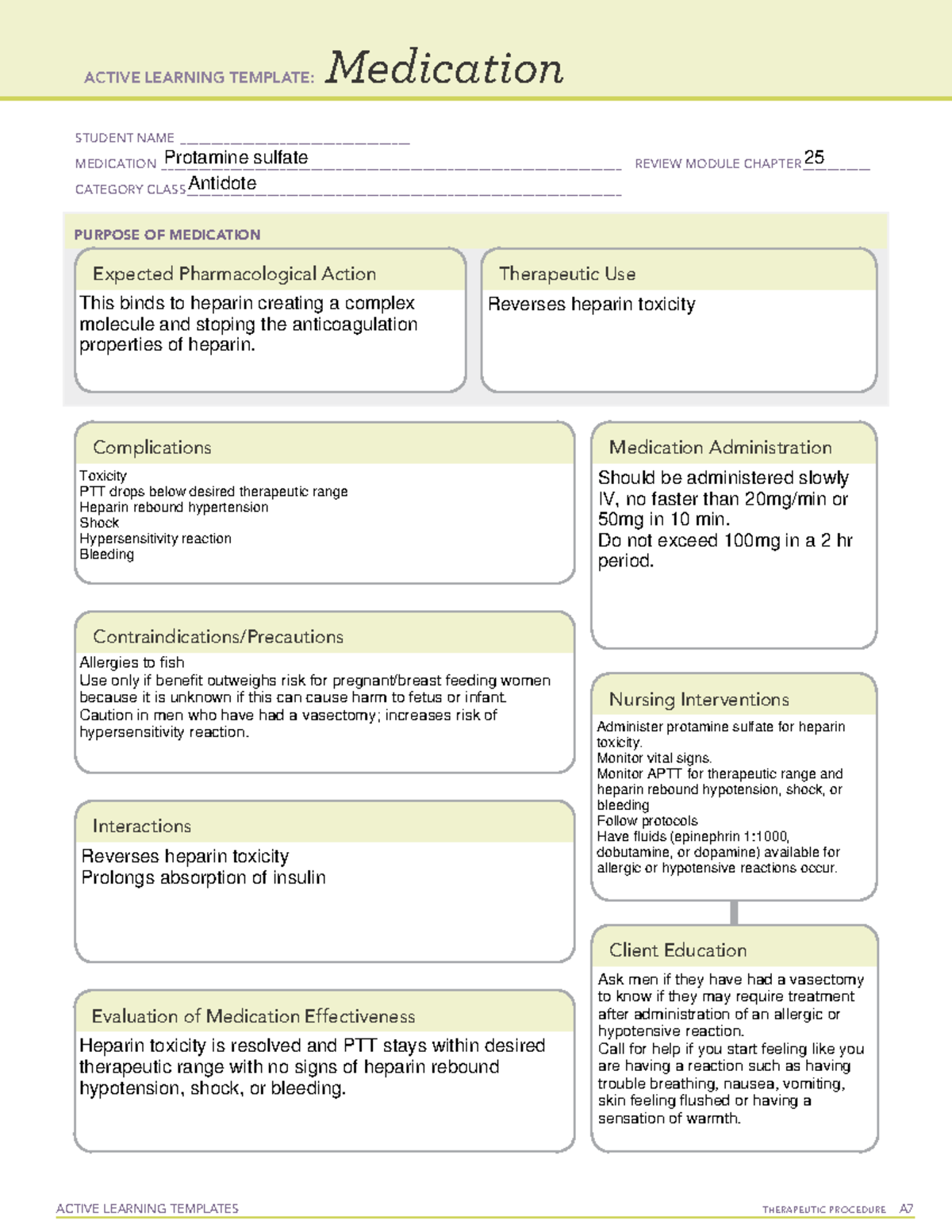 Protamine Sulfate: Therapeutic Procedures & Nursing Interventions Guide ...