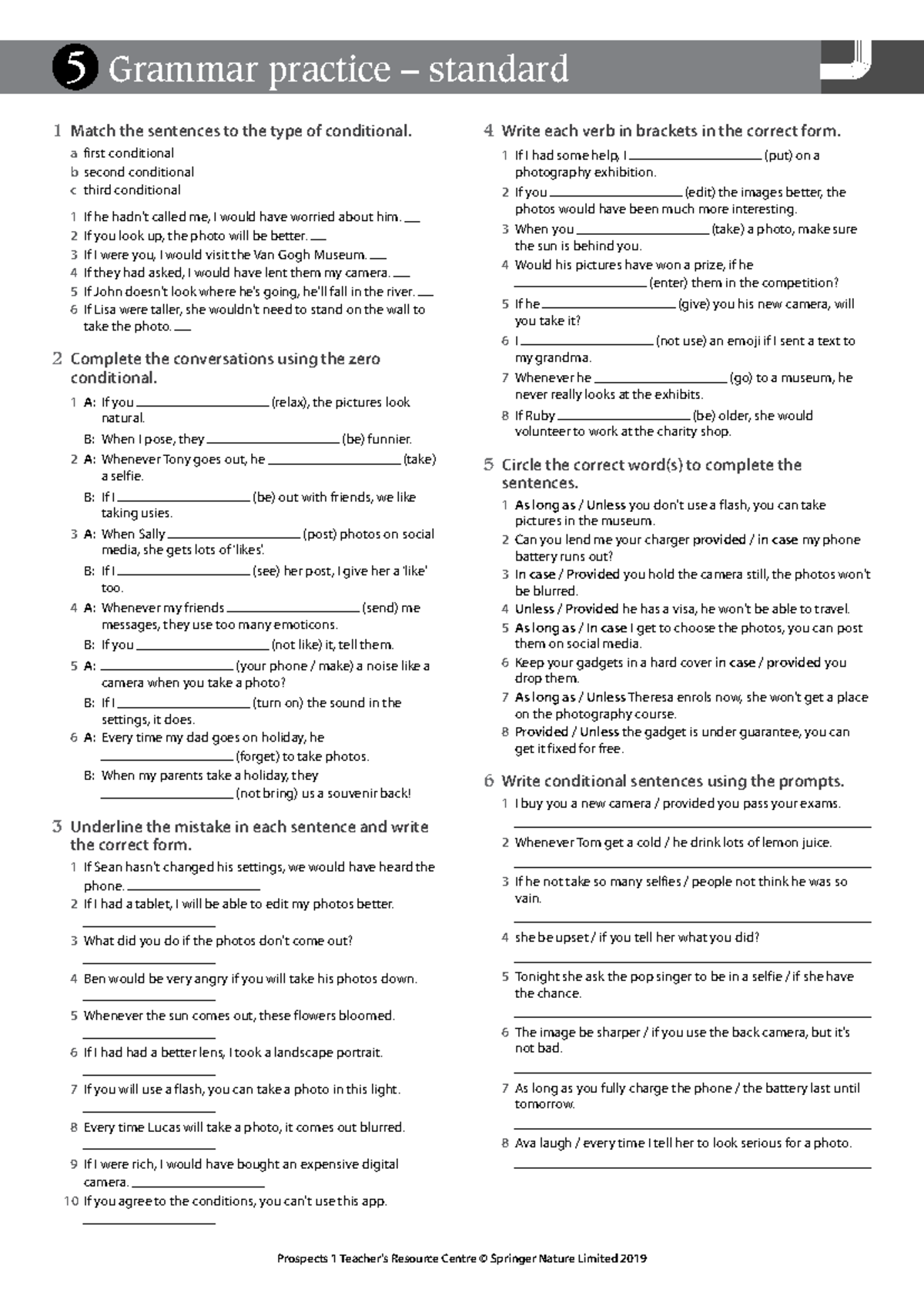 Prospects-TR1 Unit-5 - apuntes de mi clase - 1 Match the sentences to ...