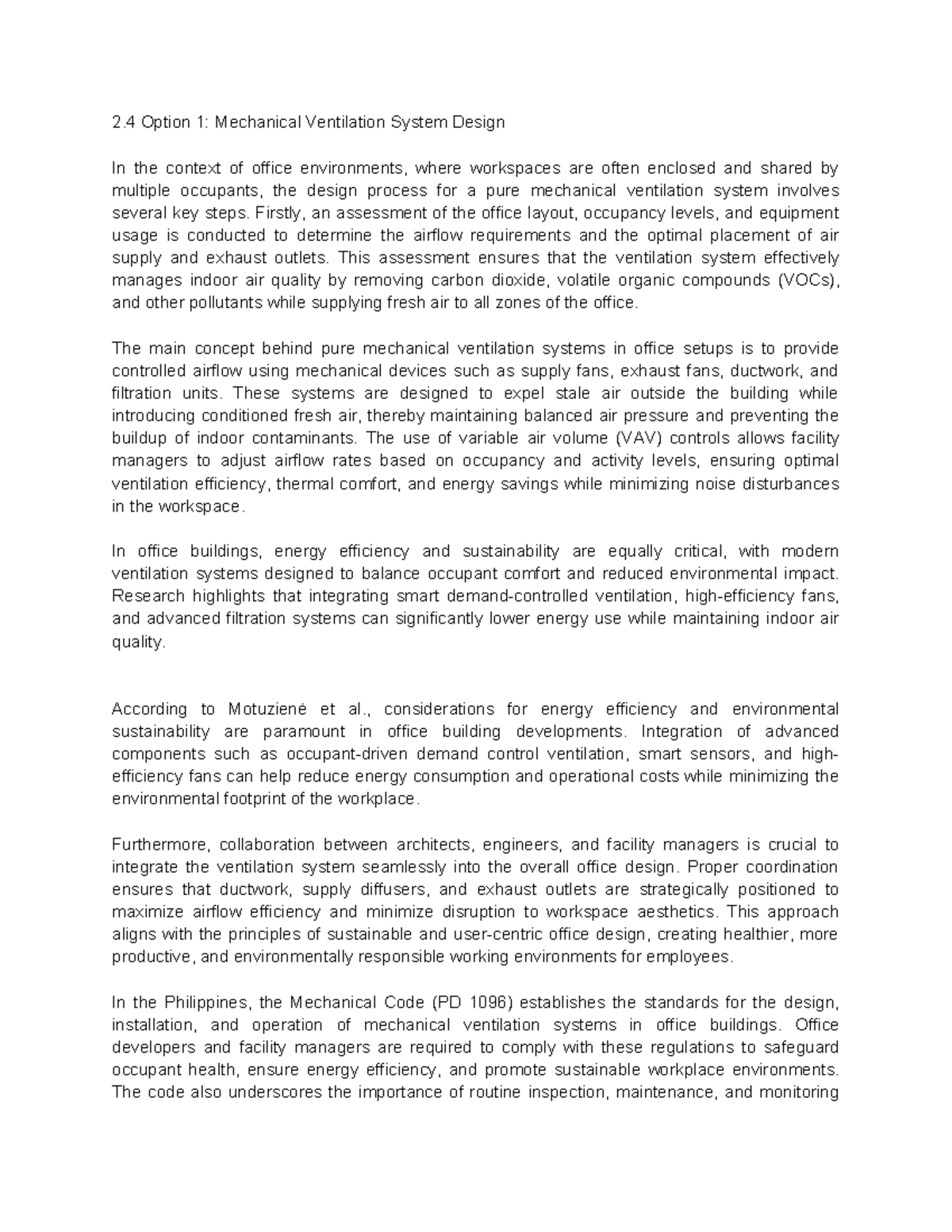 2.4 Mechanical Ventilation System Design for Office Environments - Studocu