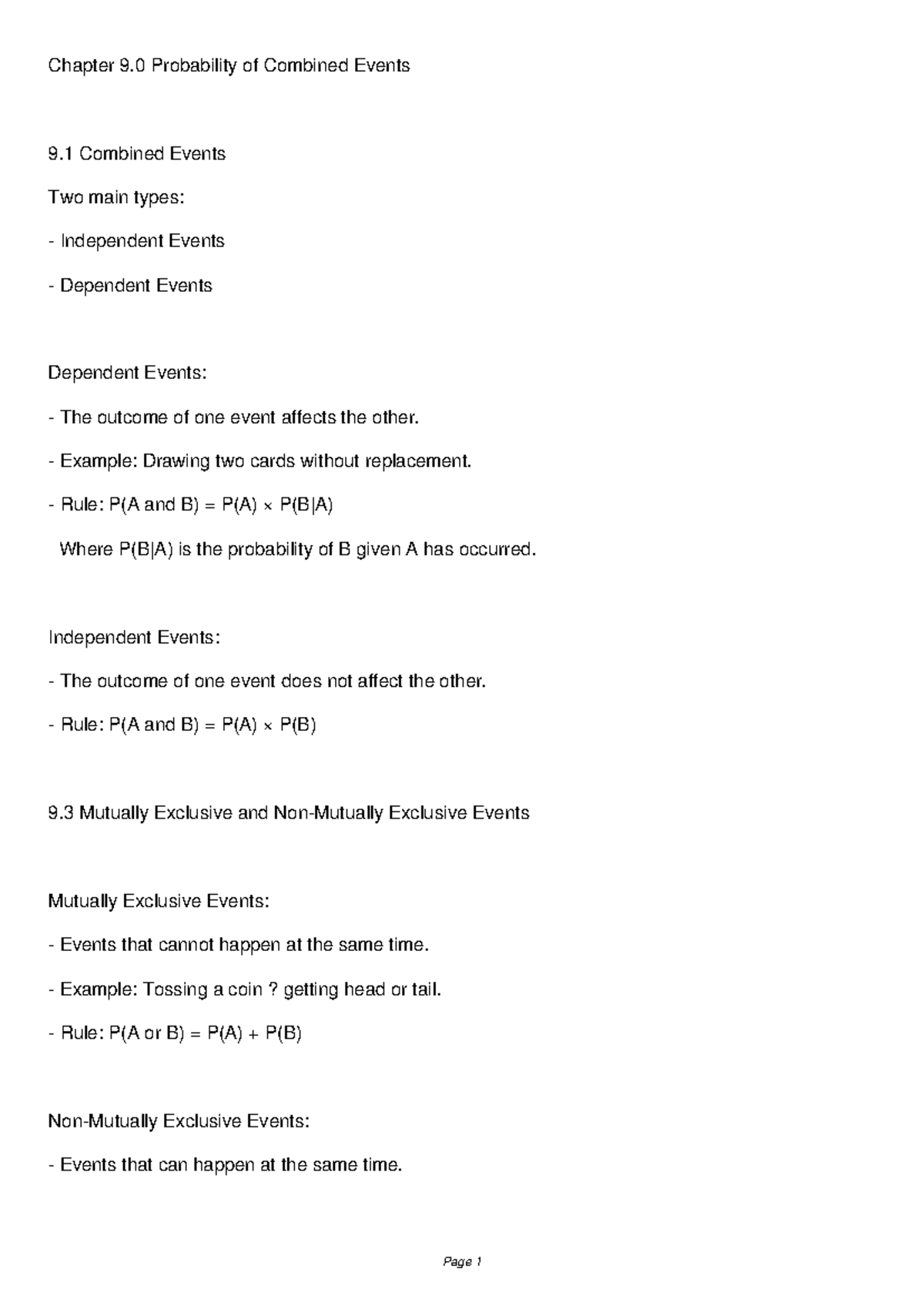 Probability of Combined Events KSSM Form 4 Final Exam Notes - Studocu