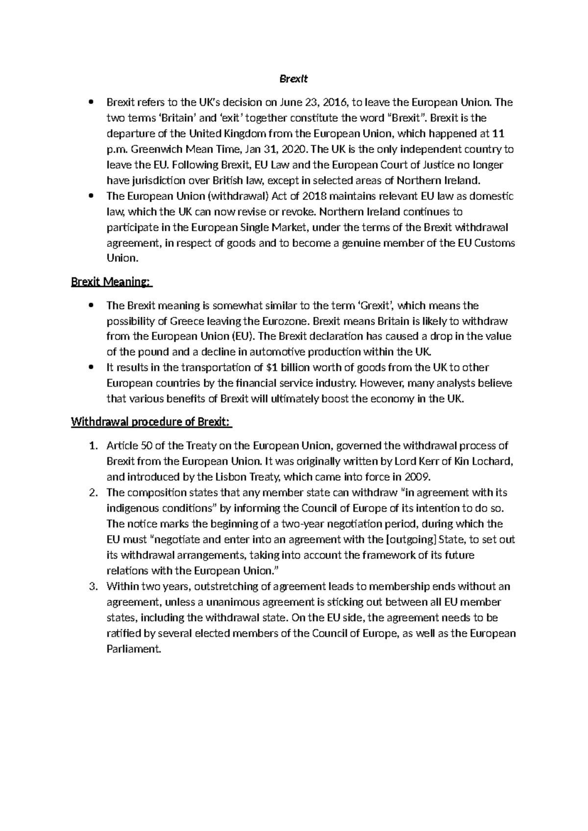 Brexit: Impacts, Benefits, and Consequences Explained - Studocu