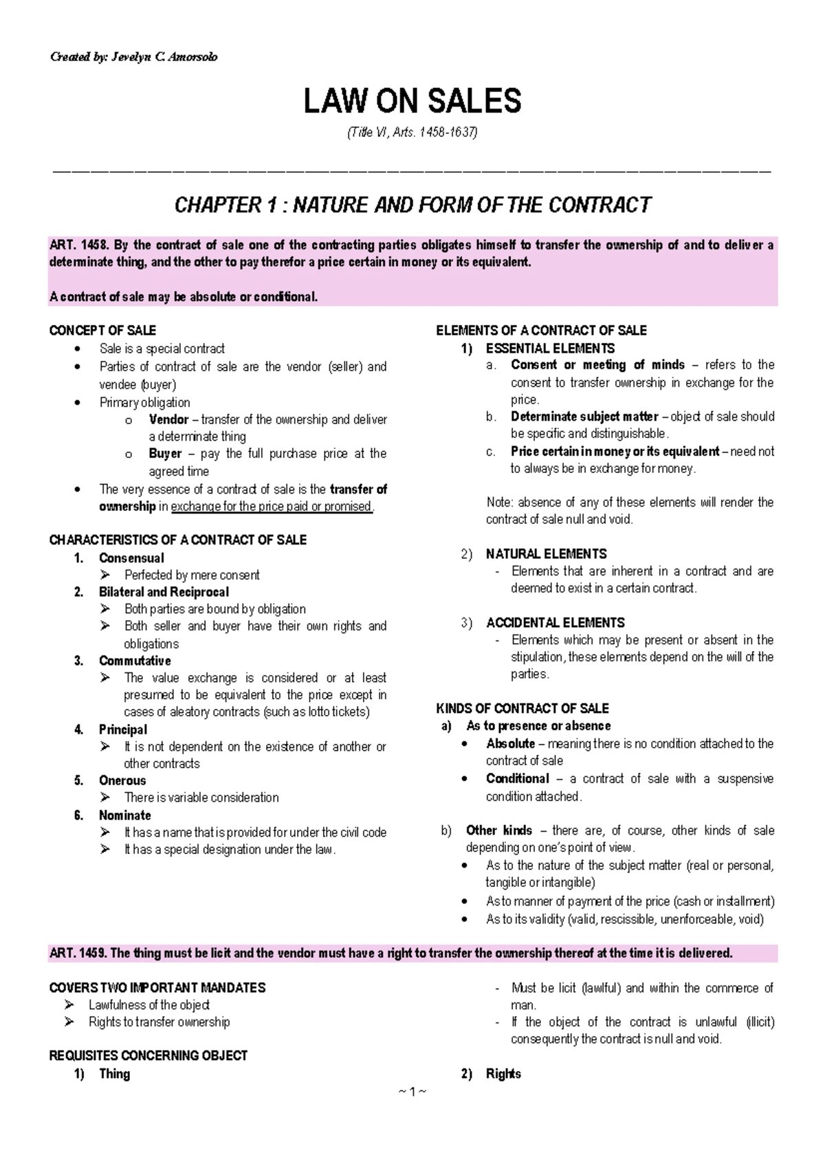 Recto Law (Installment Sales Law) Overview and Key Provisions - Studocu