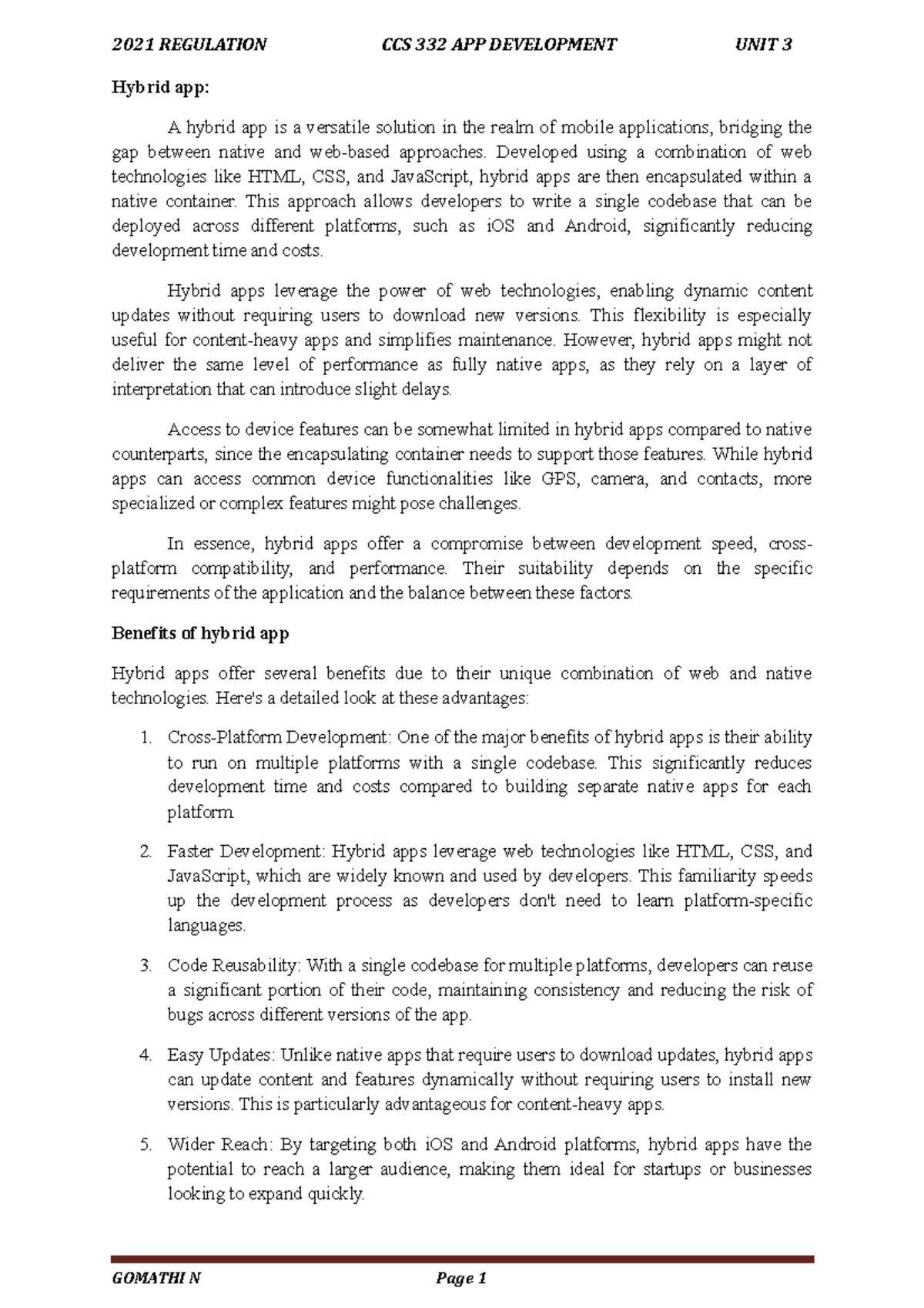 Ccs332 App Development 2021 Reg 1 Basics Of Web And Mobile