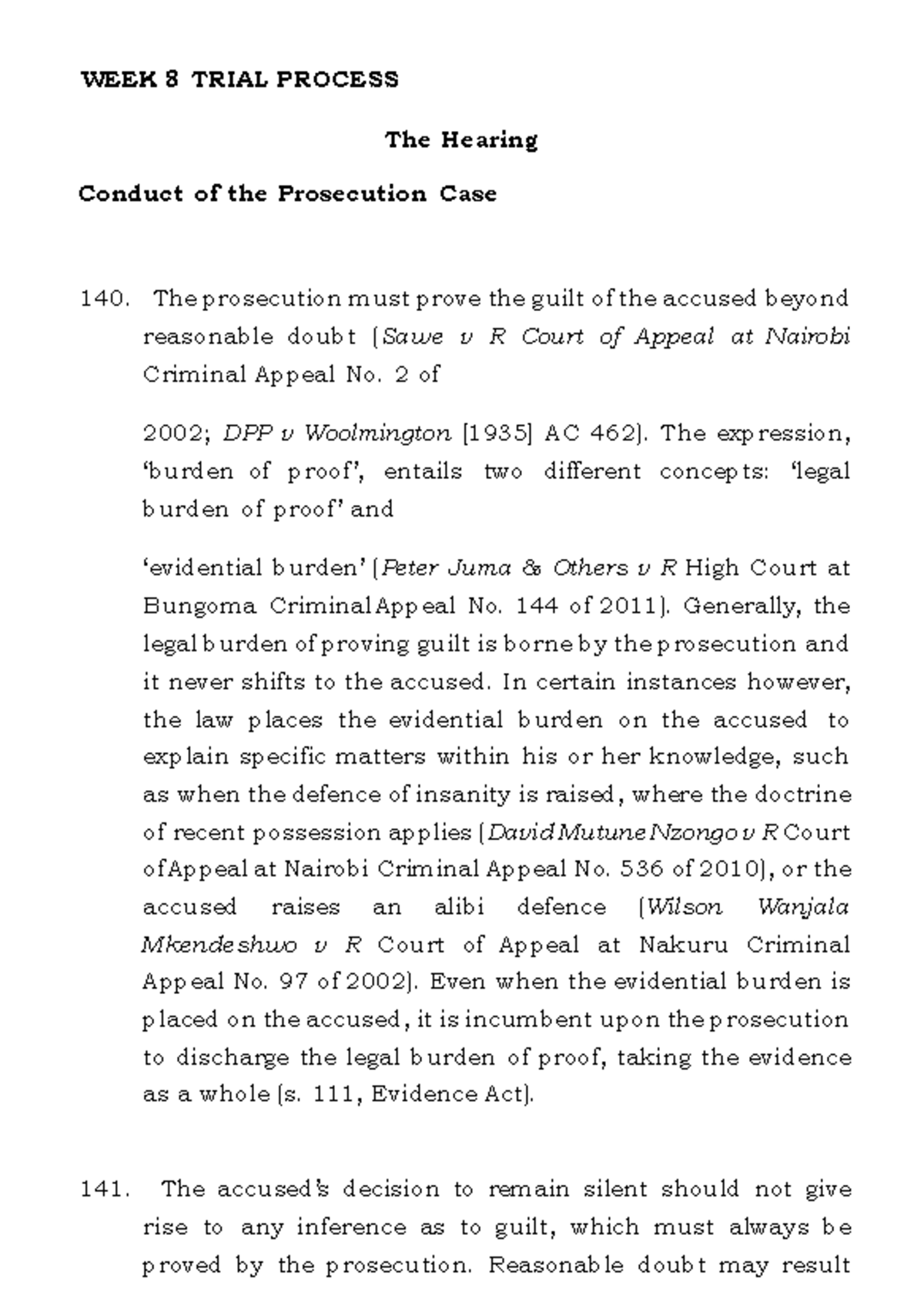 W8-Criminal Procedure Trial Process - Comprehensive Notes - Studocu