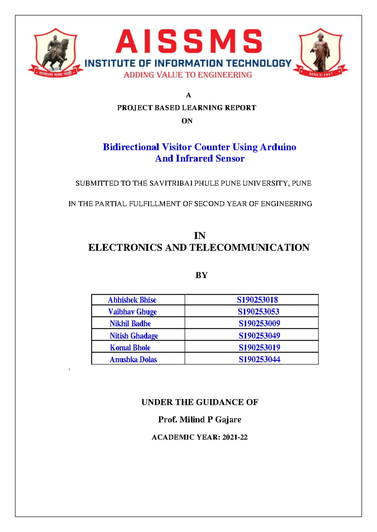 Pbl Report Bidirectional Visitor Counter Using Arduino A Project