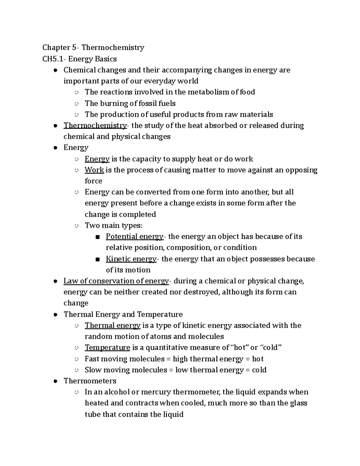 CHM Ch5&6 - Comprehensive Lecture Notes on Thermochemistry and Energy ...